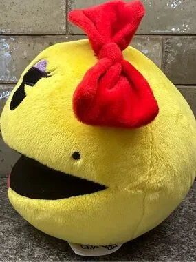 pac man | Toys | Yellow Plush Ms Pacman Style Character With Red Bow ...